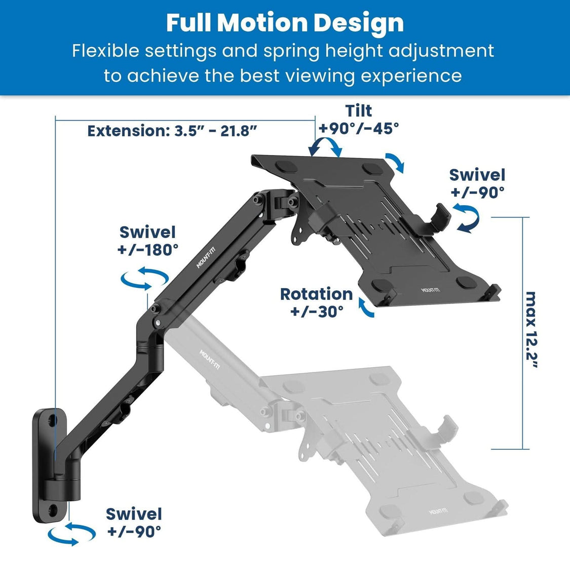 Mount-It! Counterbalance Laptop Arm for Wall and Pole Mounting - Mount ...