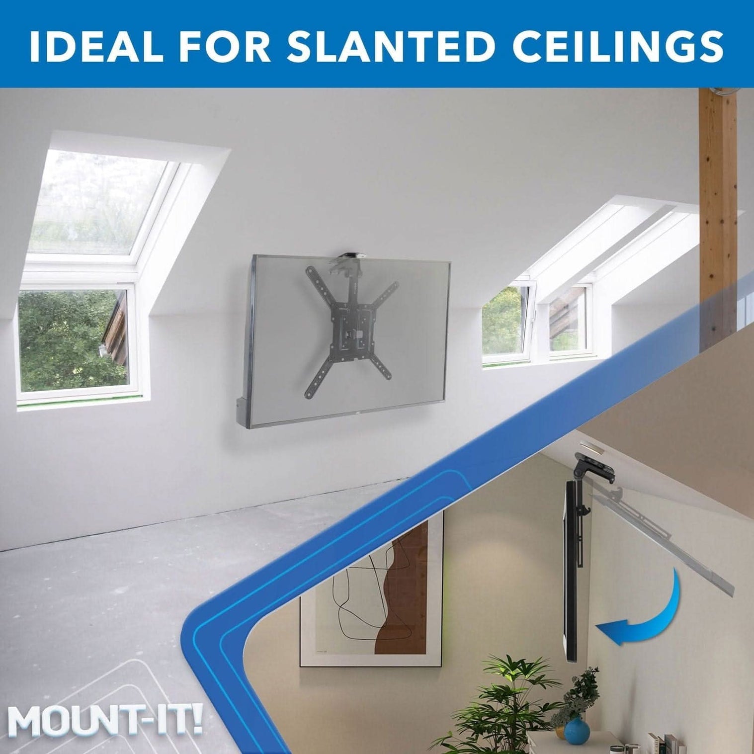 Mount-It! Flip-Down Ceiling TV Mount for 24" to 55" TVs | holds up to ...