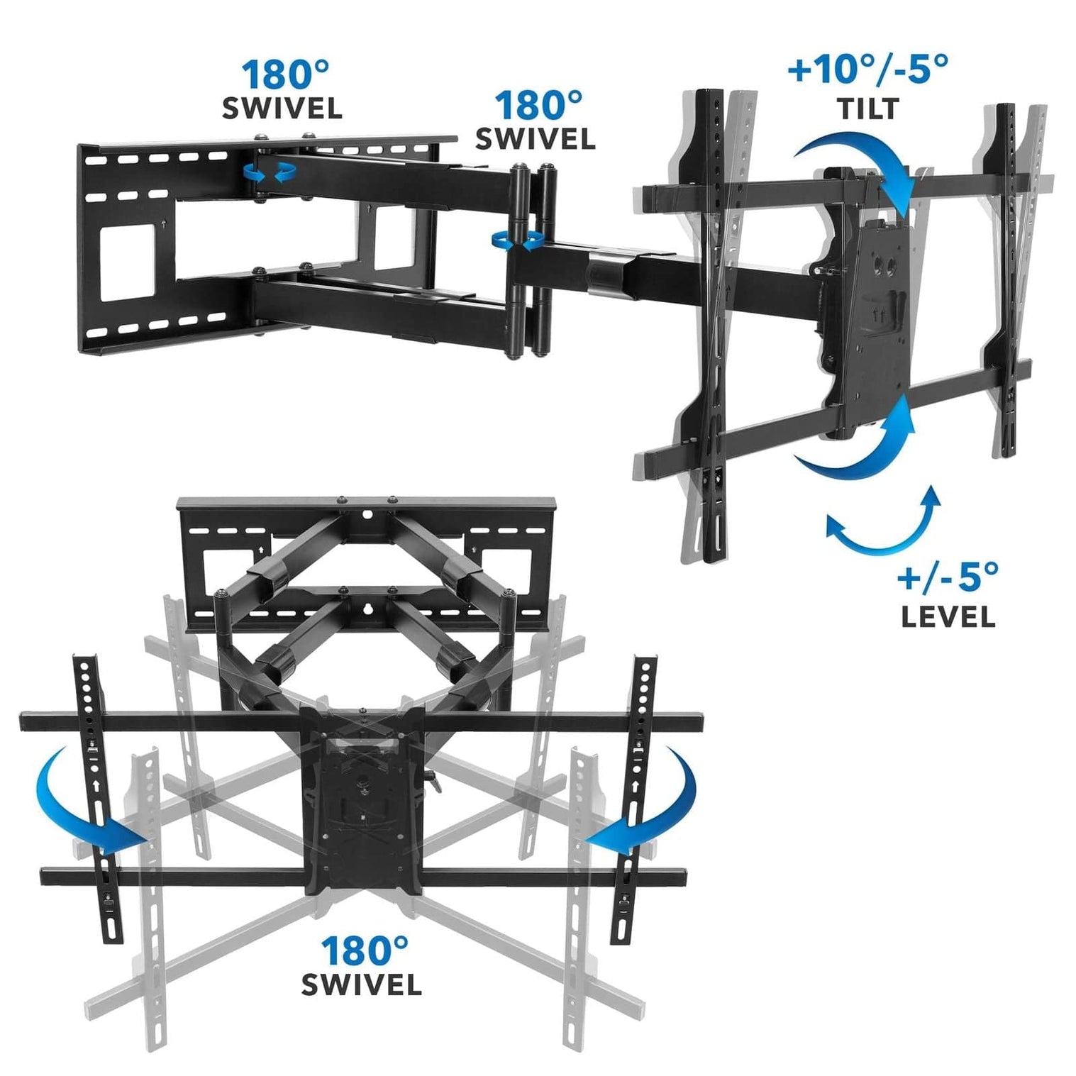 Mount-It! Heavy Duty Dual Arm TV Wall Mount with Extra Long Extension ...