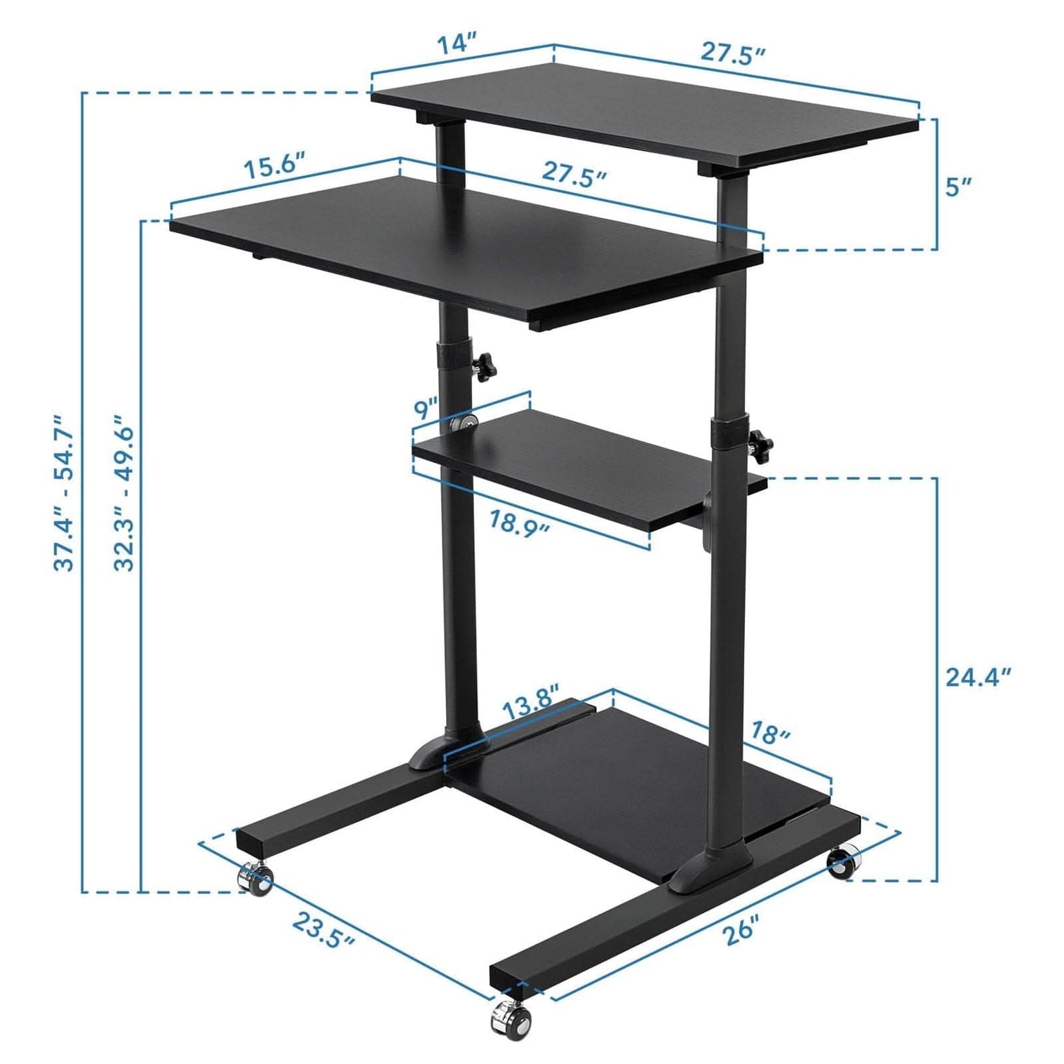 Mount-It! Height Adjustable Rolling Stand up Desk | MI-7940