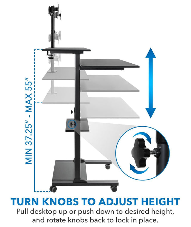 Height Adjustable Rolling Stand up Desk