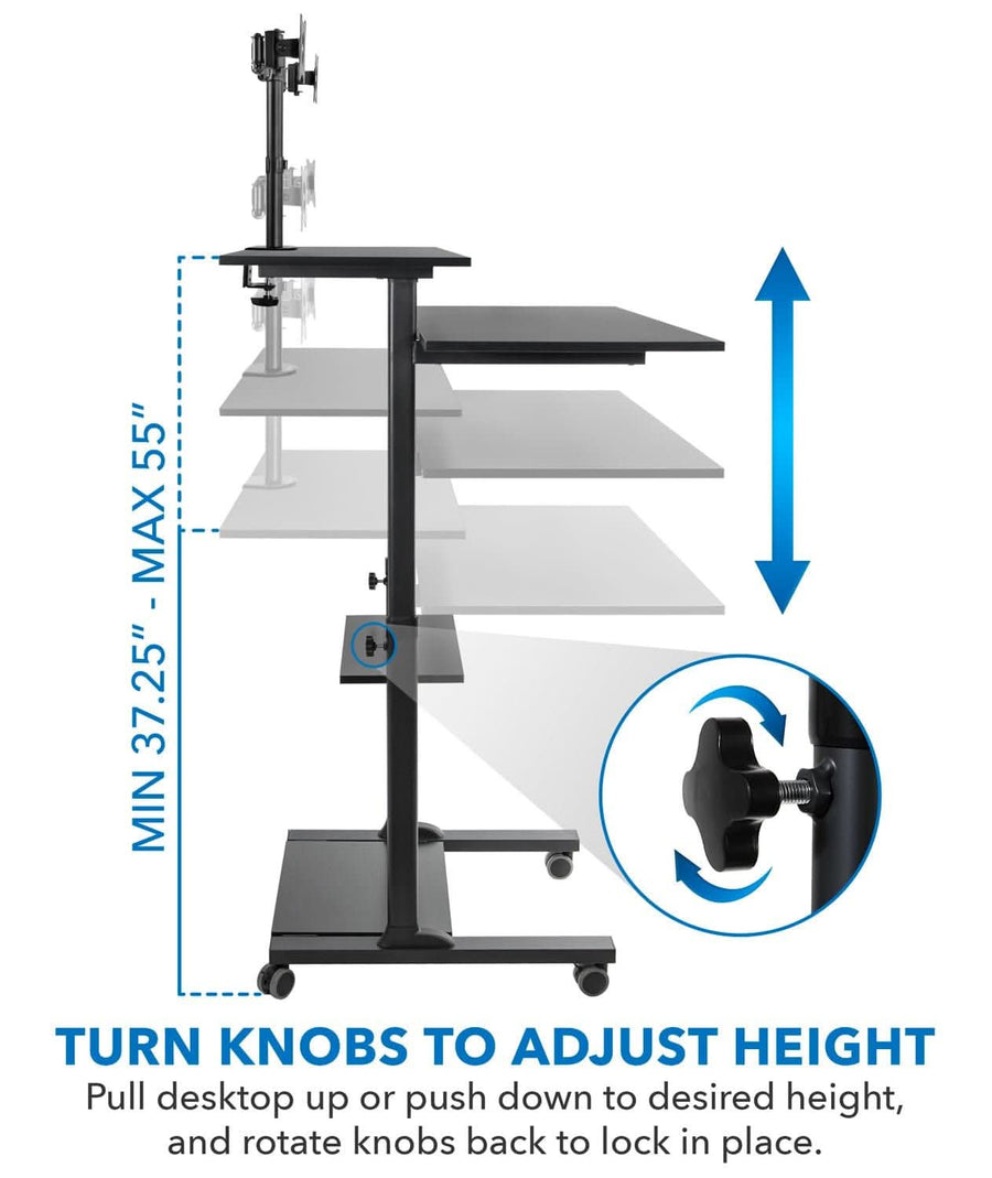 Height Adjustable Rolling Stand up Desk