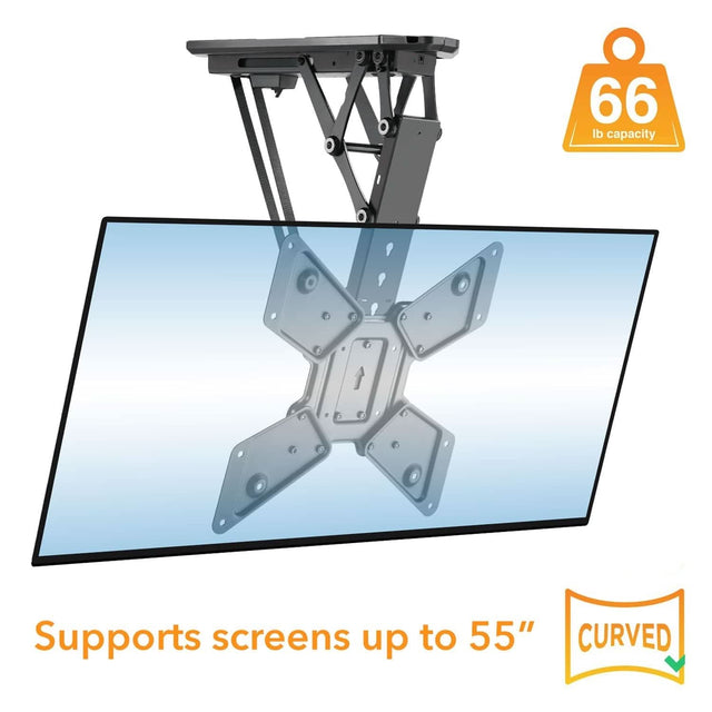 Motorized Ceiling TV Mount – Retractable, 32–55", RF Remote | Mount-It!