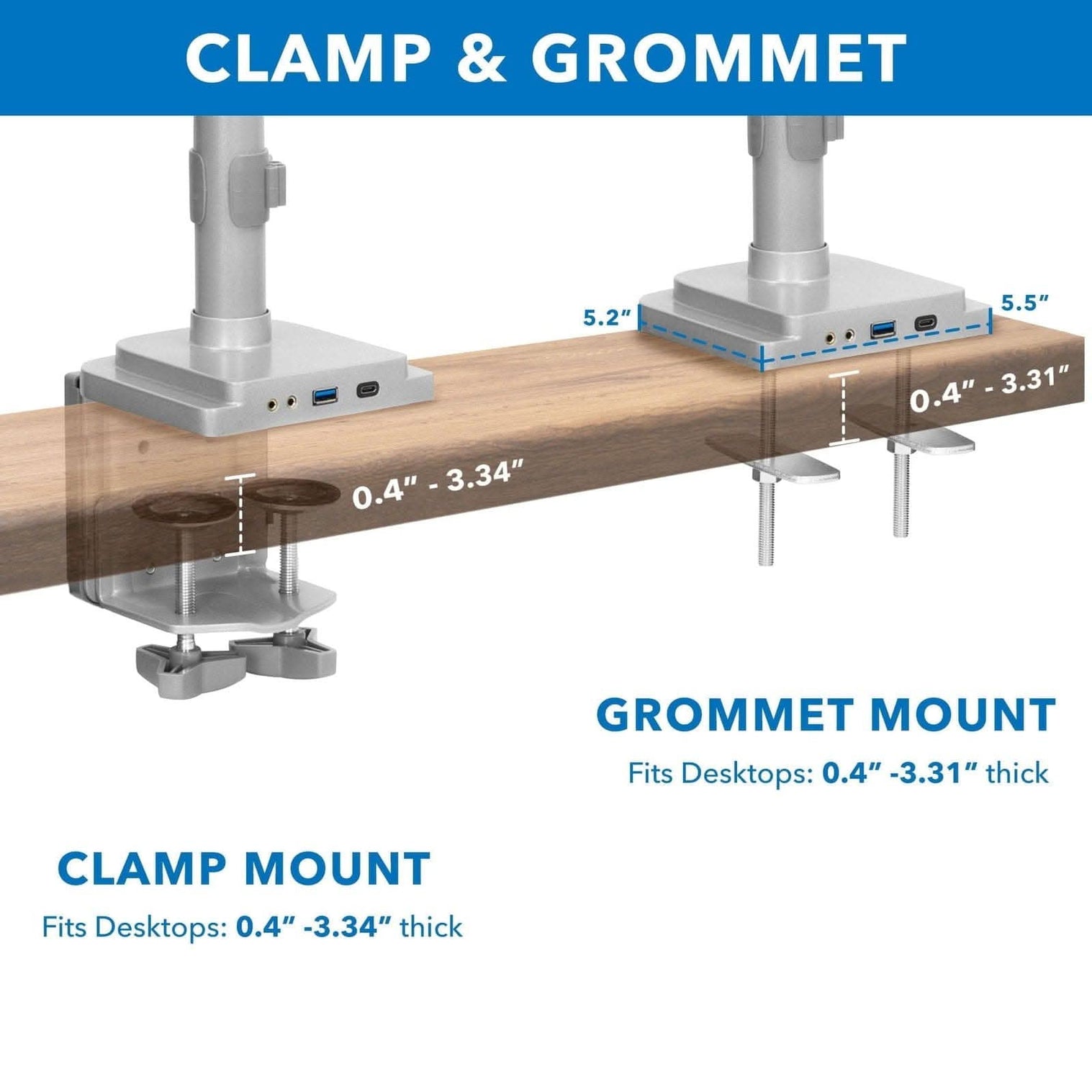 Triple Monitor Desk Mount with USB, USB-C & Audio Ports | Mount-It ...