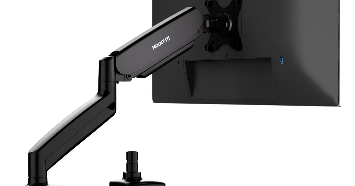Mount-It! Single Monitor Desk Mount with Gas Spring Arm for monitors up ...