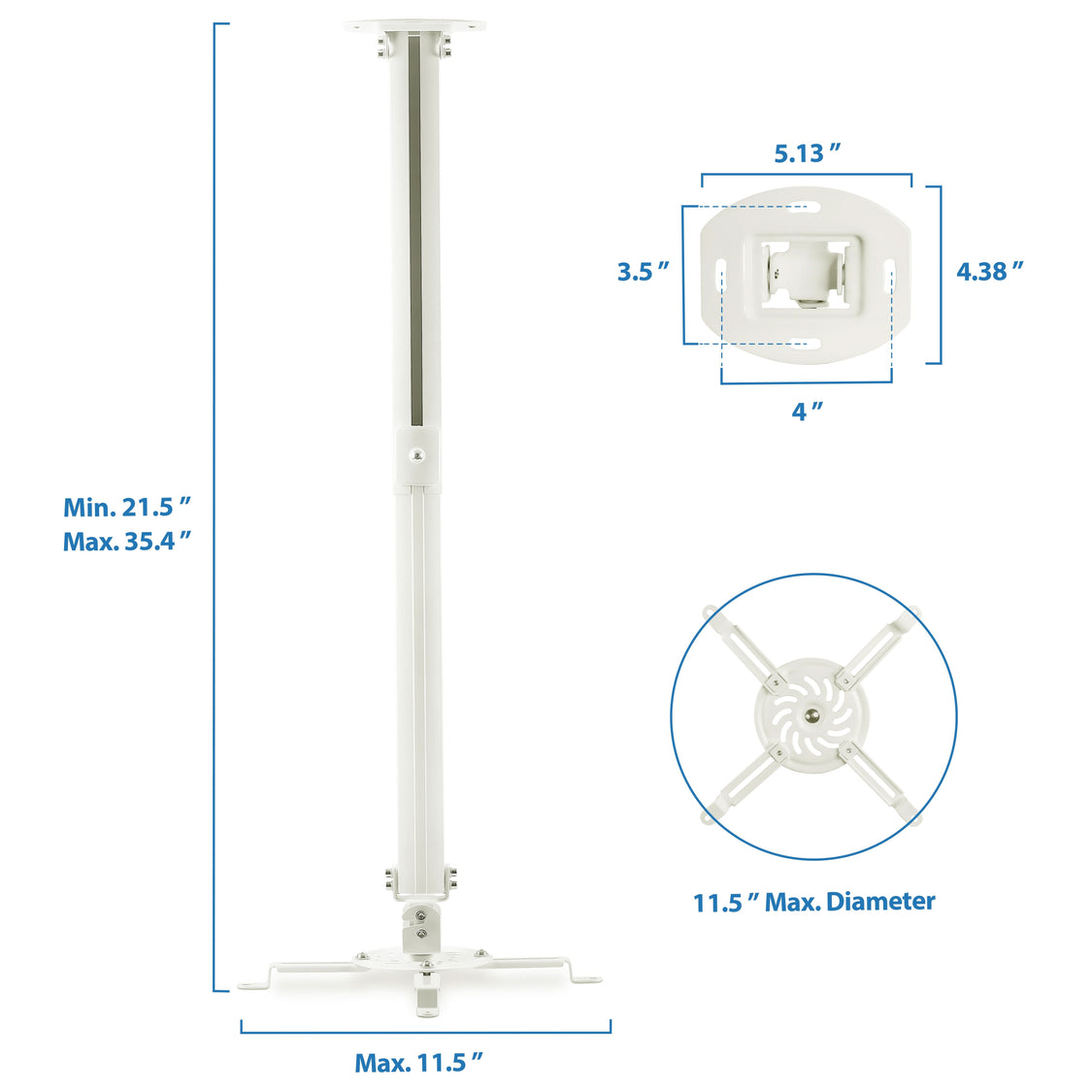 Mount-It! Universal Projector Ceiling Mount - 21.5" to 35.4" Height ...